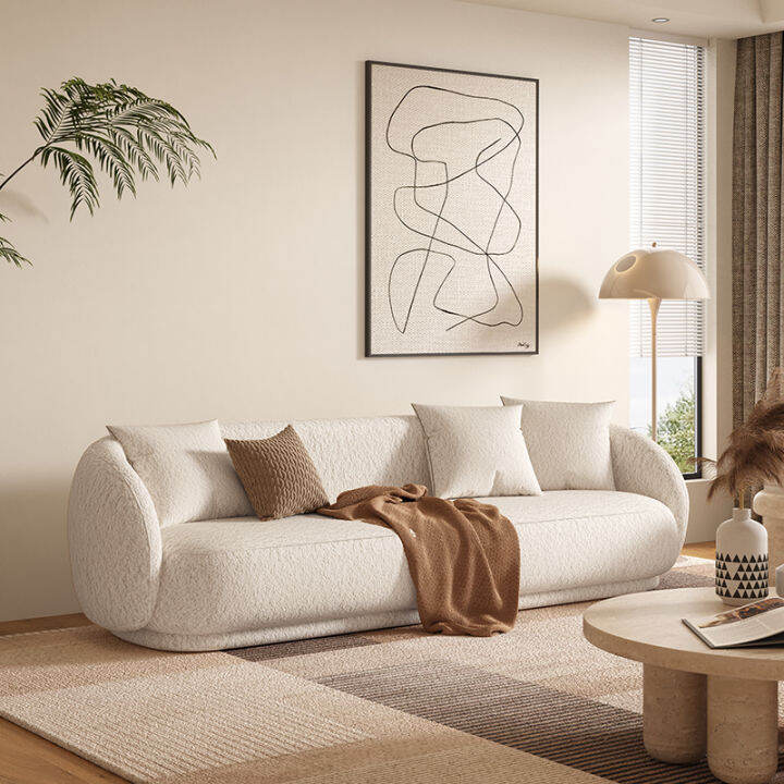 Cream Style Fabric Sofa Set Quiet Style Cashmere Couch Single Living ...