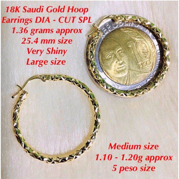 Nasasangla 18K Saudi Gold Hoop Earrings DIA - CUT Super Shiny | Lazada PH