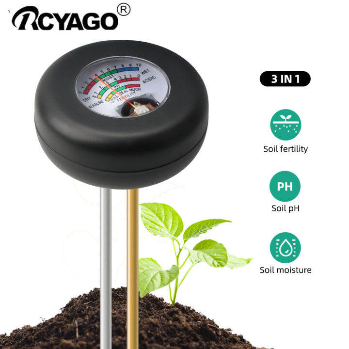 RCYAGO 3 in 1 Soil Meter Fertility Meter Soil PH Meter Metal Dual Probe ...