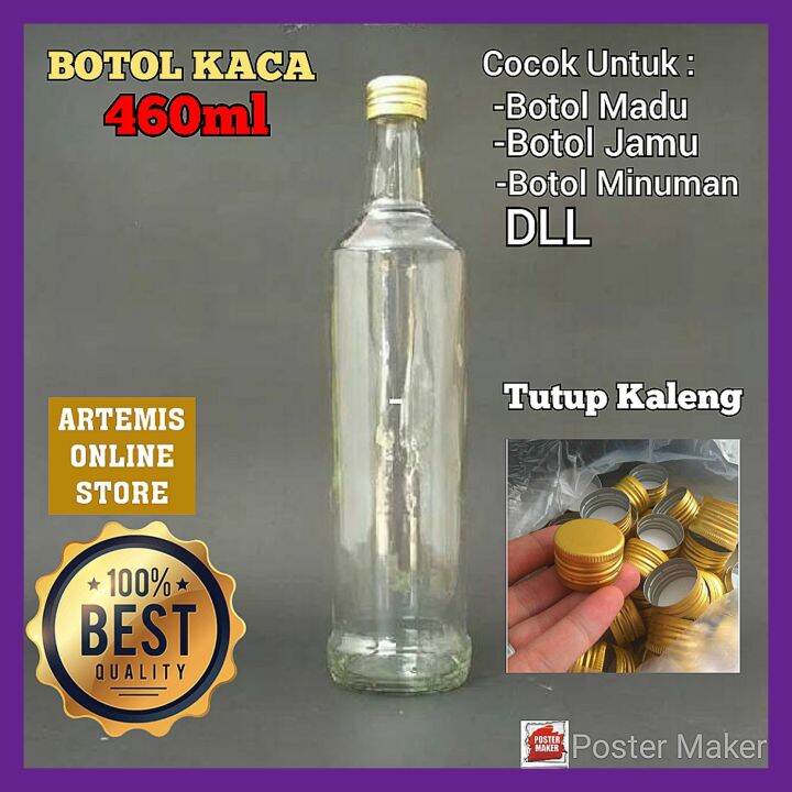 Botol Marjan 460ml Tutup Kaleng Emas / Botol Marjan / Botol Madu ...