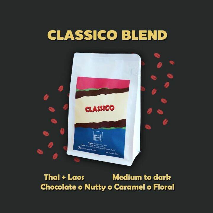 Classico Blend : เมล็ดกาแฟคั่วกลางค่อนเข้ม อาราบิก้า 100% โทนถั่ว ช็อค ...