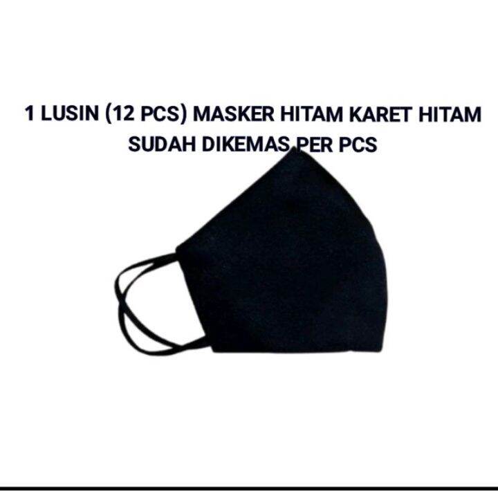 (COD)PROMO TERMURAH 12pcs masker kain terbaru hitam polos 3ply/masker ...