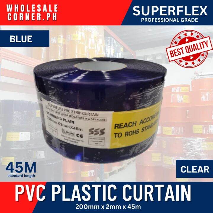 PVC Plastic Curtain Plain Clear Standard - 200mm x 2mm x 45m ...