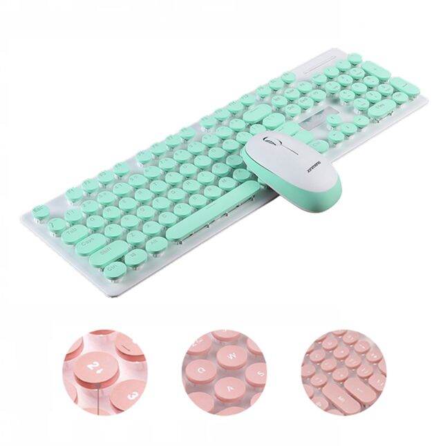N520 2.4GHz Wireless Keyboard and Mouse Combo Cute Lovely Round Key ...