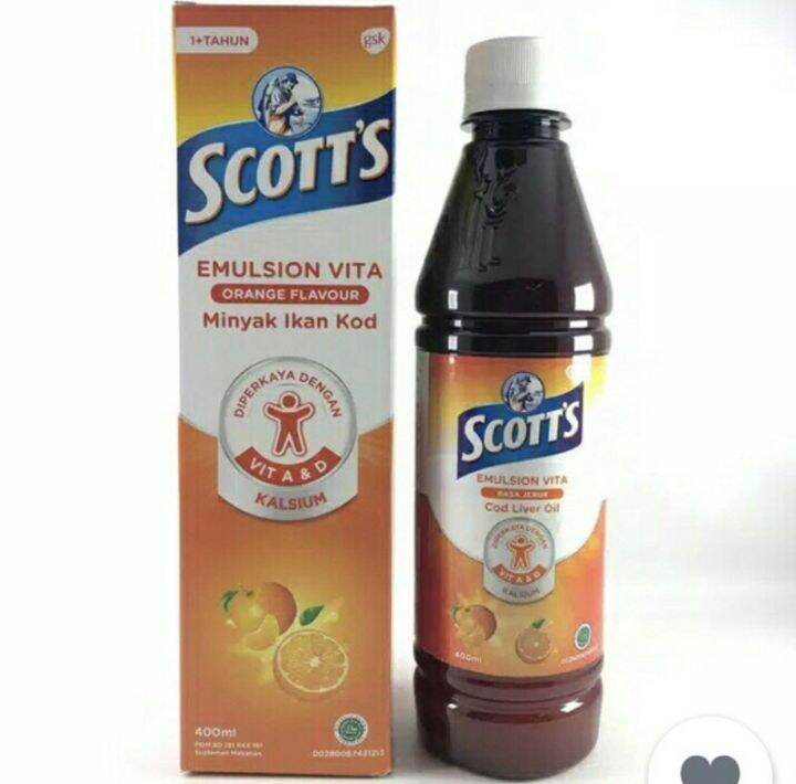 Minyak ikan Scott emulsion vite 400 ml rasa jeruk | Lazada Indonesia