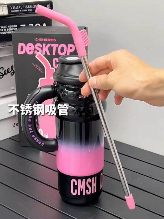 แก้วน้ำเยติ【CMSHแท้้%】 กระติกน้ำ ถ้วยฉนวน แก้วเก็บเย็น แก้วเยติ ขวดน้ำ Blackpink 1300ml พกพาได้ ...