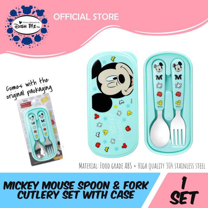 Mickey Mouse Spoon & Fork Cutlery Set with Case | Lazada PH