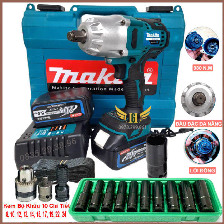 Máy Siết Bulong Máy Khoan Pin MKT 20V 980N.m, Không Chổi Than, Lực Siết Mạnh, Tốc Độ Cao, Mở Ốc ...