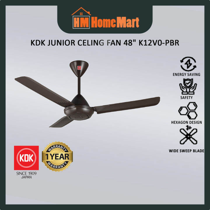 KDK Junior Fan K12VO 48" AC Motor Celling Fan (White/Brown) (1 Year Warranty) | Lazada