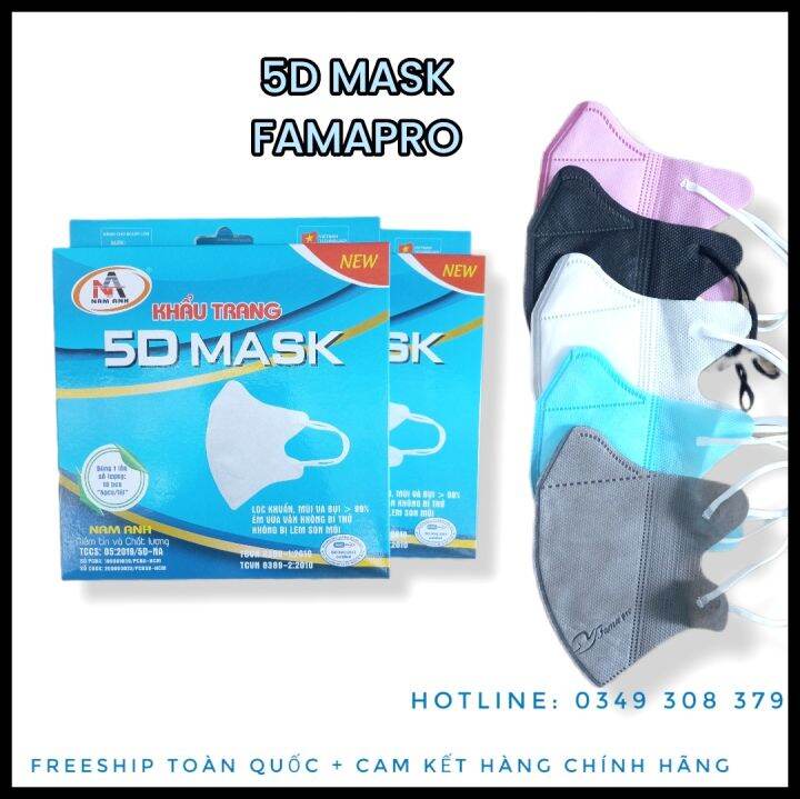 Thùng 100 chiếc khẩu trang 5D mask Nam Anh Famapro quay thun chính hãng ...