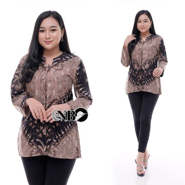 BLUS BATIK WANITA TERBARU KEKINIAN lengan panjang | blus batik modern ...