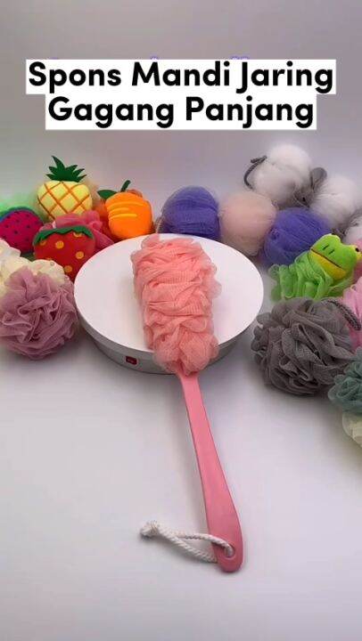 Spon Mandi Jaring Lembut Sikat Punggung Pengangkat Daki Shower Puff ...