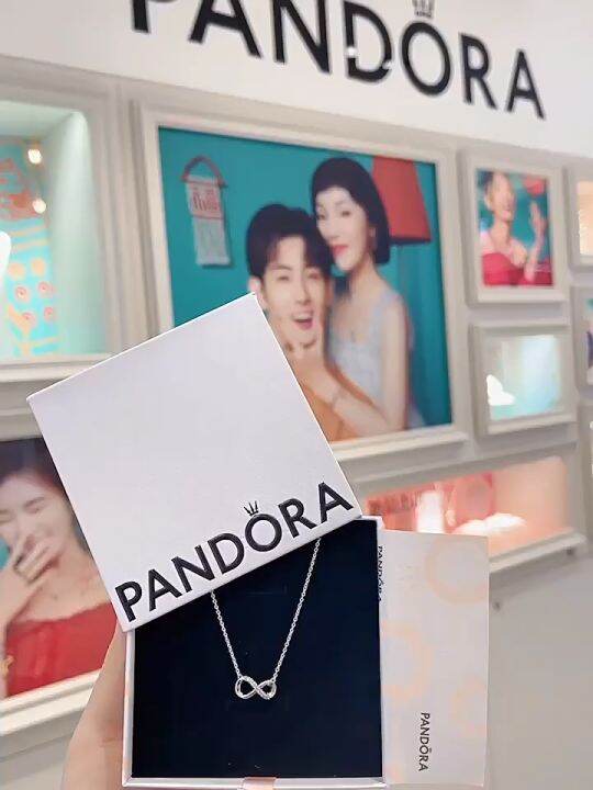 Pandora Necklace ของแท้ สร้อยคอ jewelry Silver Flash Eternal Symbol ...