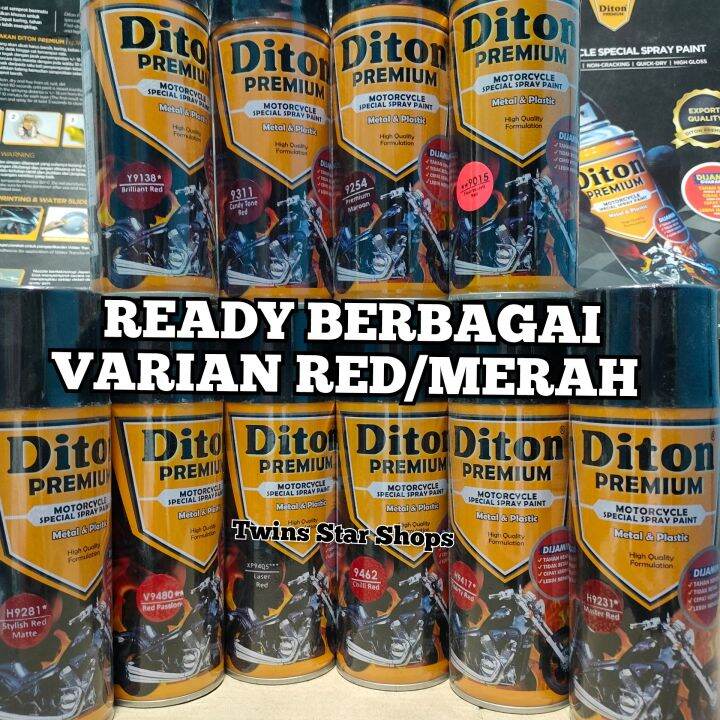 Diton Premium Pilox Pilok Cat Semprot Ready Berbagai Warna Merah Red ...
