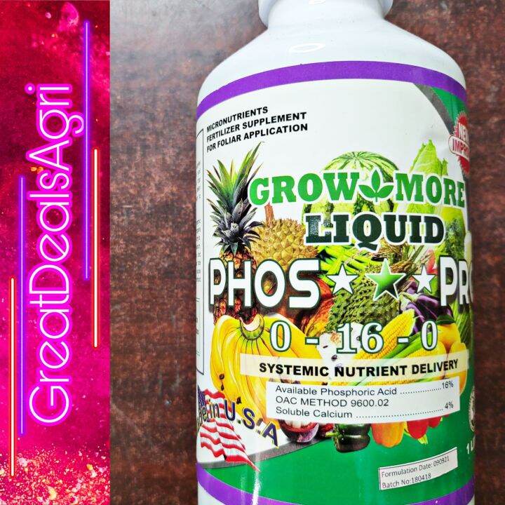 LIQUID PHOSPRO FERTILIZER 0-16-0 (1 LITER) GROW MORE | Lazada PH