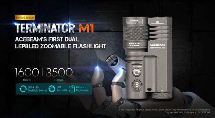 Acebeam Terminator M1 Dual Head LEP/LED Flashlight (Limited Edition ...