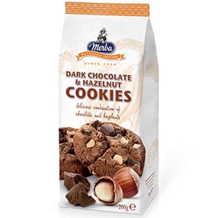 Merba Dark Chocolate and Hazelnut Cookies 200g++เมอร์บา ดาร์ก ช็อกโกแลต ...
