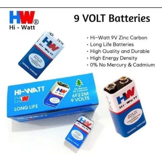 Baterai kotak Batu Battery Batre 9v 9 Volt HW HI-Watt Arduino | Lazada ...