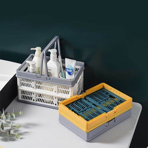 Collapsible Plastic Folding Crate Storage Box Basket Utility Desktop ...