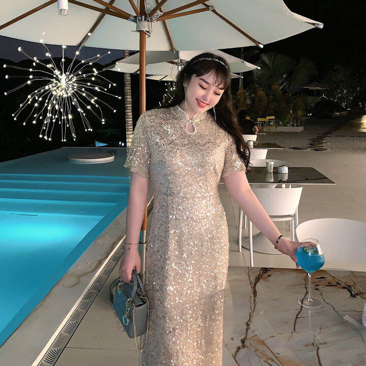 Glec plus Size Women's Clothing 2023 New Improved Cheongsam Socialite Style Heavy Industry ...