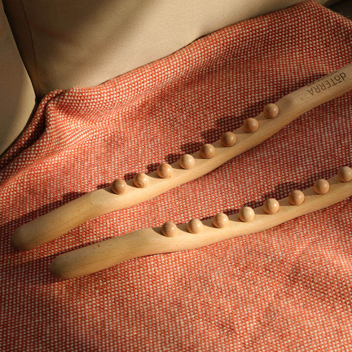 Eight Beads Beech Rolling Bar Open Back Massage Scraping And Kneading