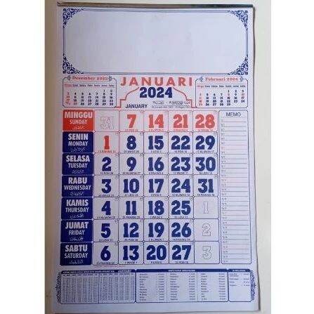 Kalender Dinding Lengkap tahun 2024 Lengkap Jadwal Sholat Bahan HVS ...