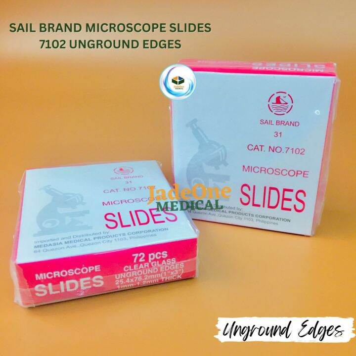 SAIL BRAND Microscope Slides Clear Glass Unground Edges 7102 Red 1" x 3 ...