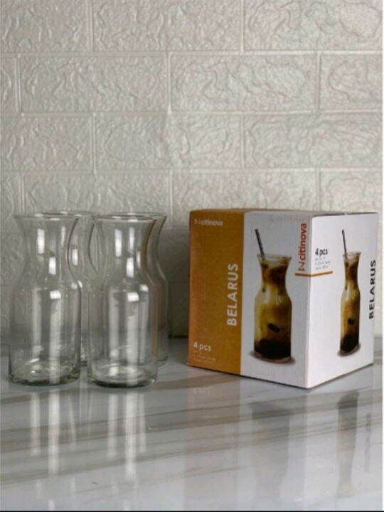 1 set isi 4 pcs gelas carafe 470ml /Gelas Kaca/Gelas Susu | Lazada ...