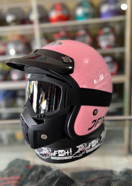 HELM BOGO JPN ARC ORIGINAL WARNA PINK PASTEL PNP KACA GOGGLE MASK HELM ...