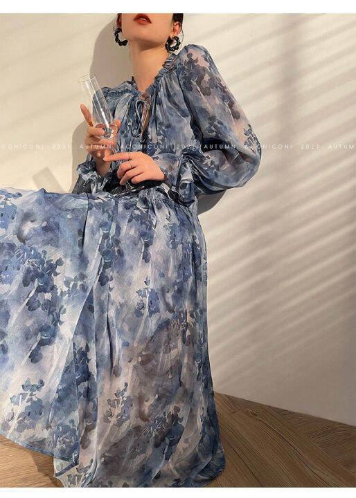 Alisa.Sonya Women Maxi Chiffon Dress Plus Size High Elastic Waist ...