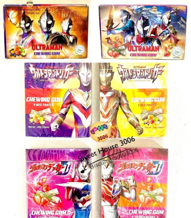 YLF 32g Ultraman Chewing Gum Mix Fruit Strawberry Flavour Childhood Snack | Lazada