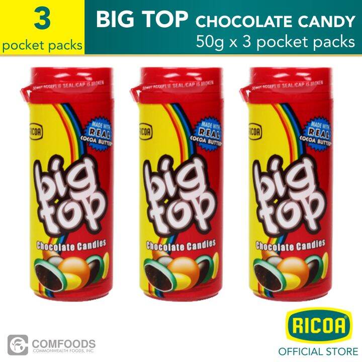 RICOA Big Top Chocolate Candy 50g Pocket Pack | Lazada PH