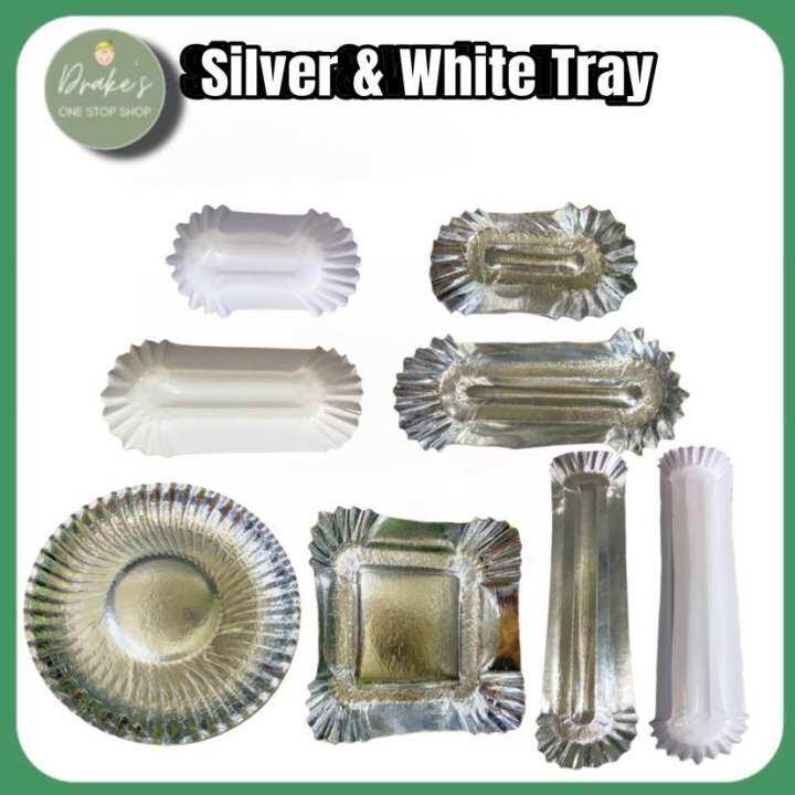 Silver & white Tray | paper plate | footlong tray | kikiam tray ...