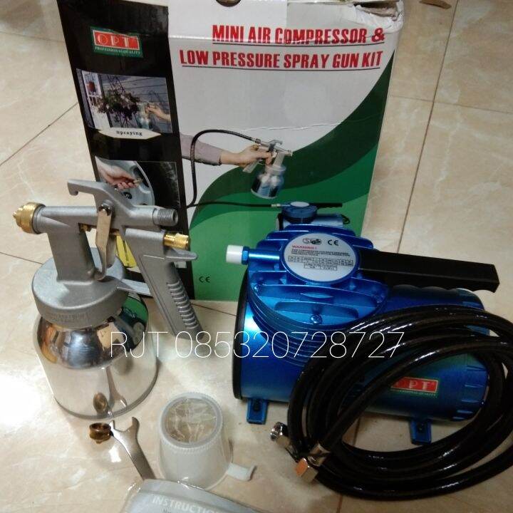 Mini air compressors and low pressure spray gun kit ll alat semprot cat ...