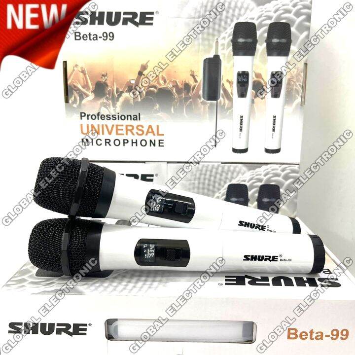 Mic Wireless Shure Beta 99 Handheld Portable Warna Putih - hitam ...