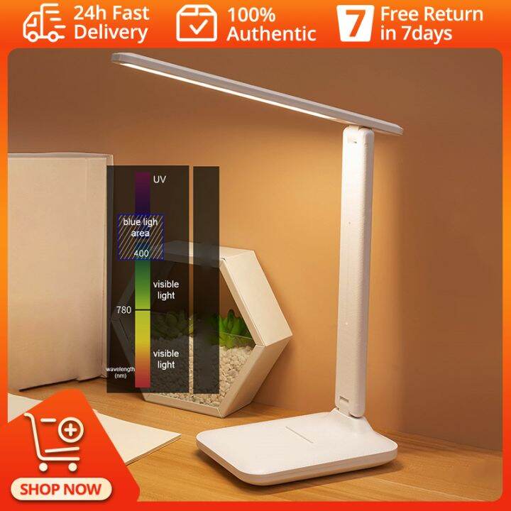 LED Desk Lamp USB Rechargeable Study Lamp Dimmable Table Lamp 3 Color ...
