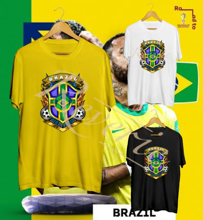 KAOS BRAZIL ILUSTRASI BAJU BOLA PIALA DUNIA FIFA WORLD CUP QATAR 2022 NOBAR FUTSAL SEPAKBOLA ...