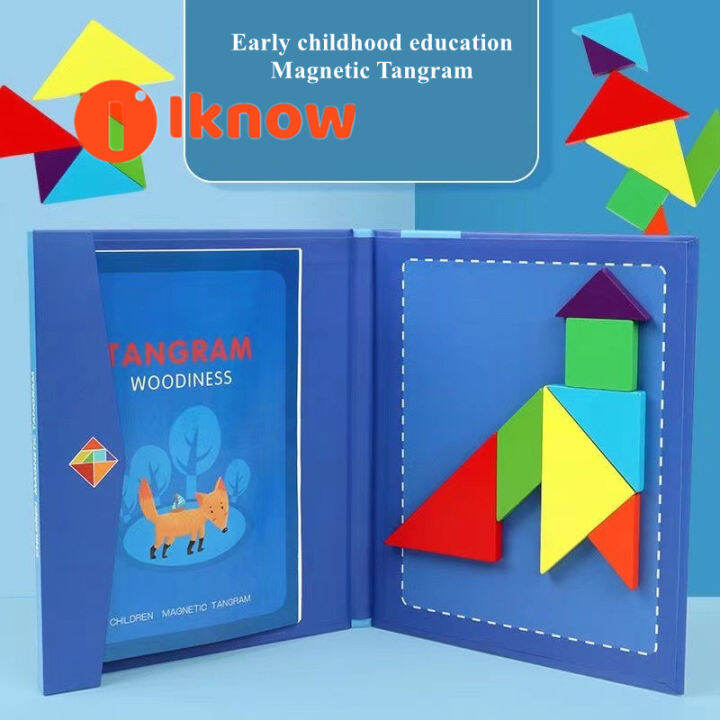 I know magnetic wooden tangram, educational toys magnetic puzzle, first ...