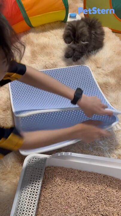 PetStern 🌈แผ่นรองฉี่แมว, แผ่นรองดักทรายแมว, แผ่นรองรังผึ้ง 2 ชั้น, กันน้ำปัสสาวะ, ทำความสะอาด ...