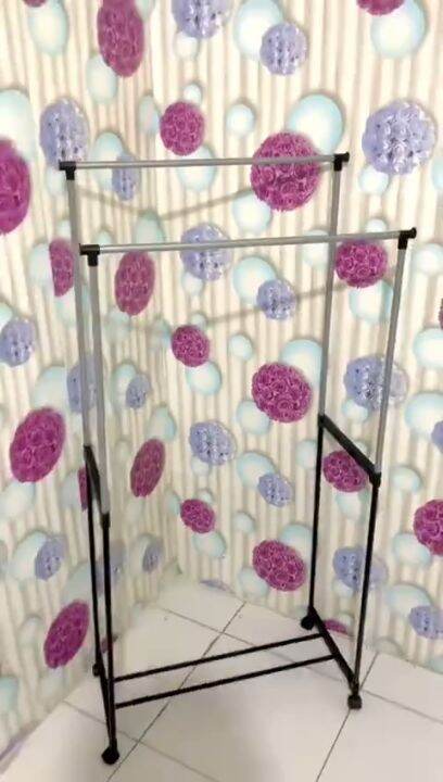 Double stand double stand hanger Rak Gantung Baju pakaian stand hanger ...
