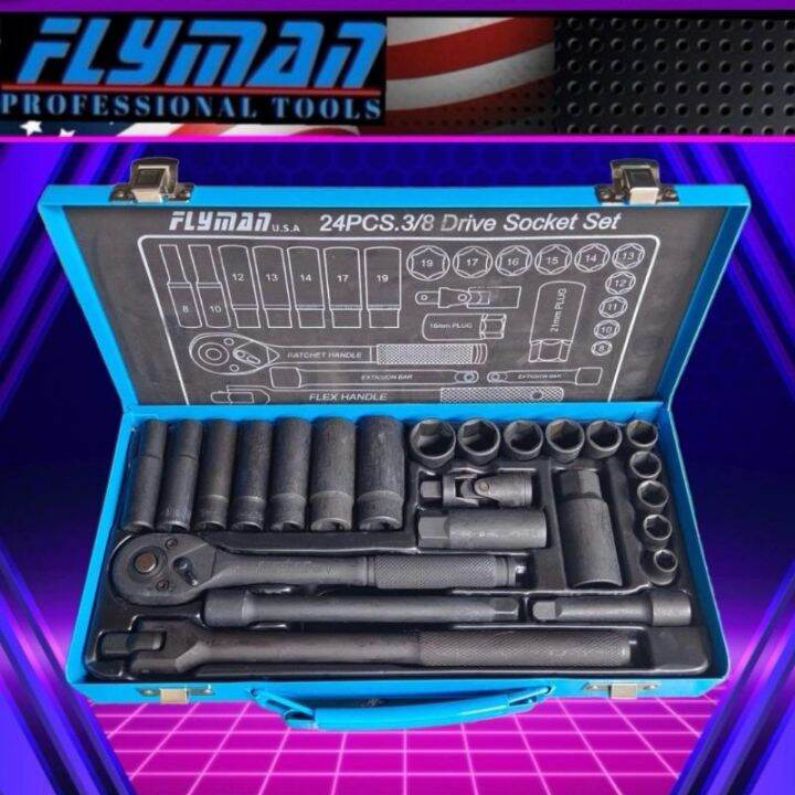 Flyman Original 24pcs socket set 3/8 drive heavy duty | Lazada PH