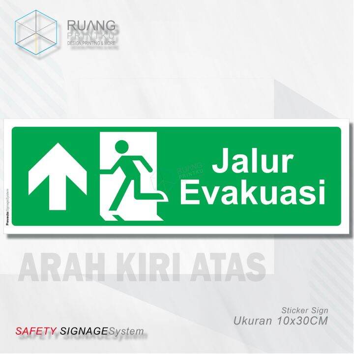 Sticker Sign SAFETY SIGN EMERGENCY RAMBU K3 JALUR EVAKUASI ARAH ATAS ...