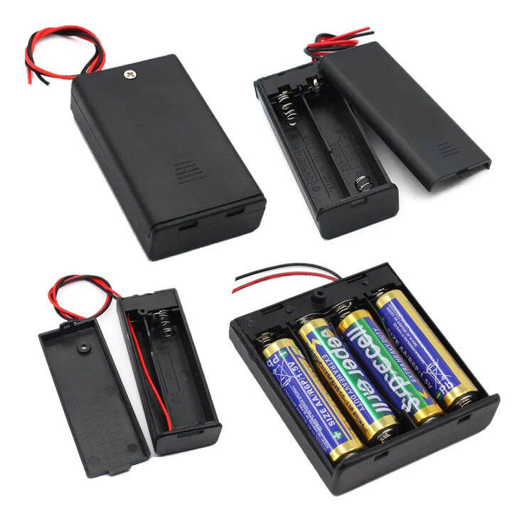 1/2/3/4 AA Battery Holder with Switch Battery Case Holder with Cover 1 ...