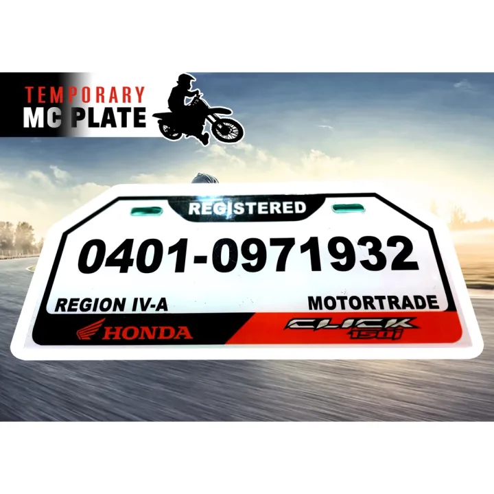 MC Plate Temporary Motorcycle Plate Acrylic Vinyl Print Waterproof ...