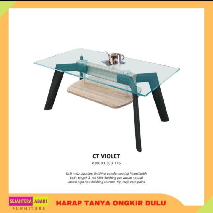 siantano meja tamu kaca type CT VIOLET coffee table meja sofa | Lazada ...