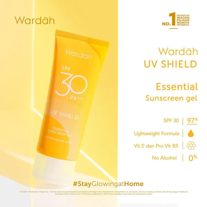 Wardah UV Shield Essential Sunscreen Gel SPF 30 PA+++ Original BPOM 40ml | Lazada Indonesia