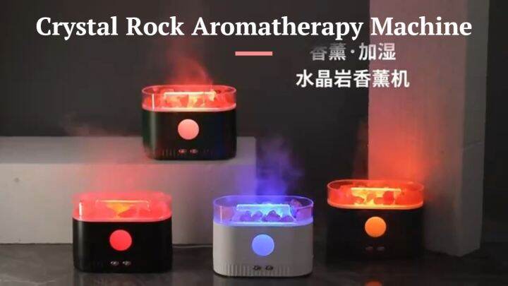 Essential Oil Diffuser, Humidifier with Flame Effect, Crystal Salt Stone, Colorful Mood Lamp ...