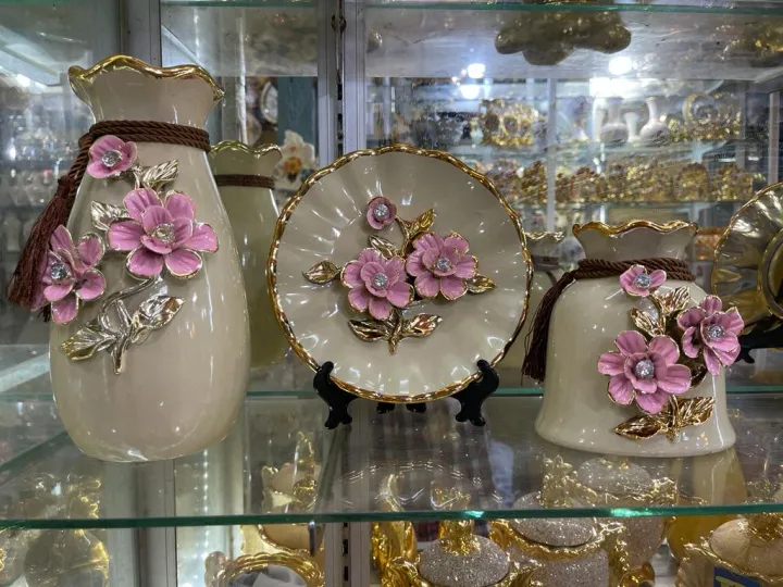 pajangan set 3 pcs keramik bunga | Lazada Indonesia