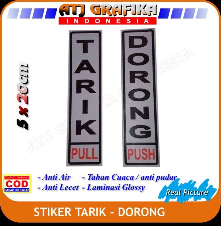 Stiker dorong tarik pintu sticker push pull label kaca toko kantor ...