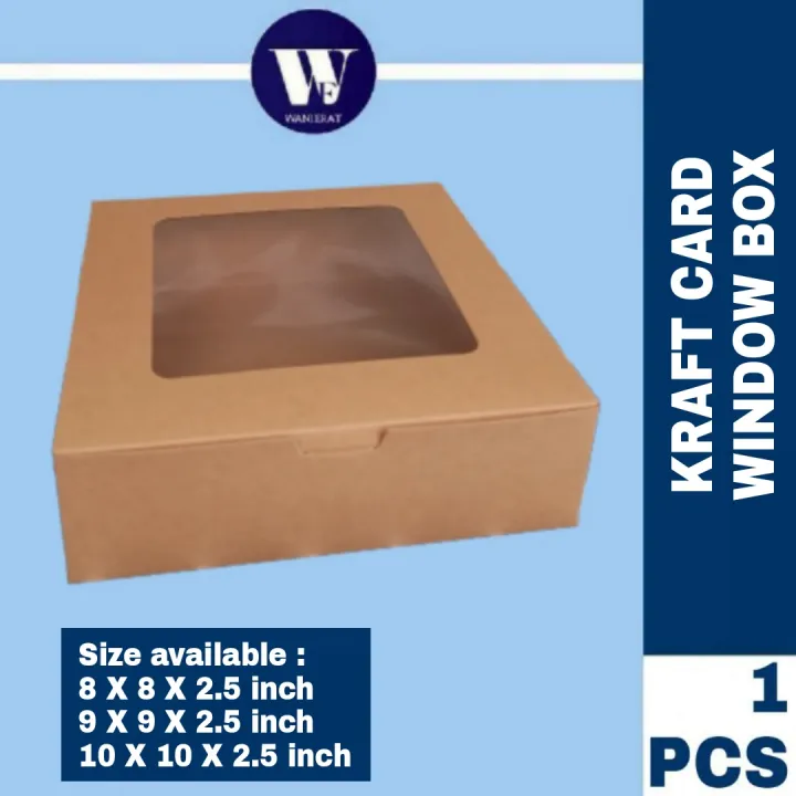 KRAFT CARD WINDOW BOX | KOTAK BROWNIES TALAM | KOTAK KEK WINDOW | Lazada